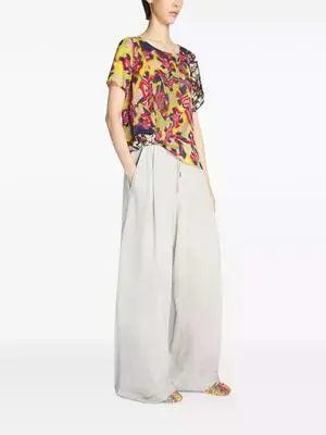 Dries Van Noten Mélange Cotton Jersey Wide Leg Sweatpants