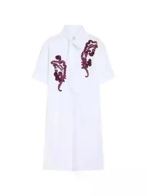 Dries Van Noten Embroidered Shirt Dress - White