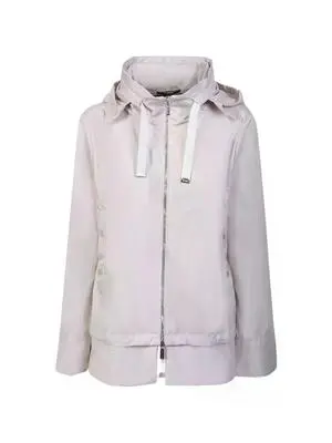 MOORER Drawstring Hooded Zip-up Jacket - Neutrals
