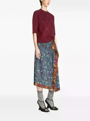 Dries Van Noten Midi Draped Abstract-print Skirt