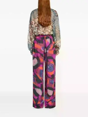 Dries Van Noten Elasticated Moiré Print Straight-leg Trousers - Pink