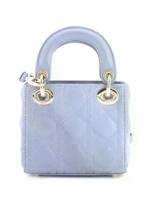 Dior Lady Micro Shoulder Bag Cannage Quilt Lambskin - Blue