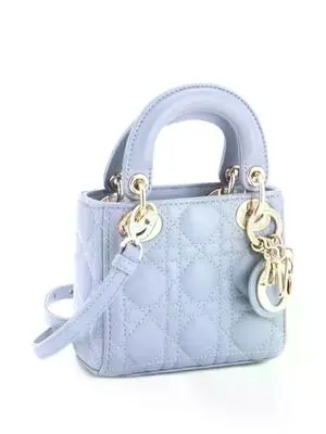 Dior Lady Micro Shoulder Bag Cannage Quilt Lambskin - Blue