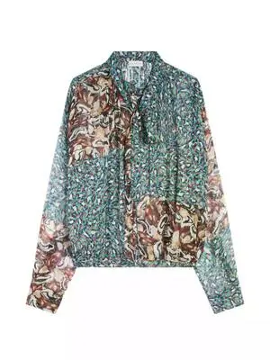 Dries Van Noten Abstract-print Silk Blouse - Blue