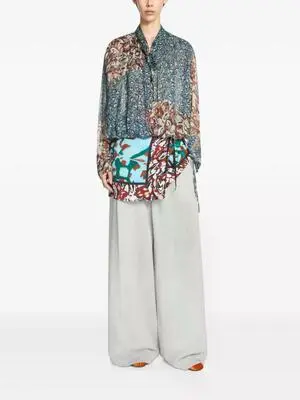 Dries Van Noten Abstract-print Silk Blouse - Blue