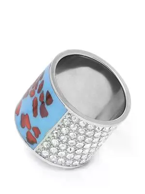Dries Van Noten Hand-painted Tortoiseshell Motif And Strass Embellished Ring