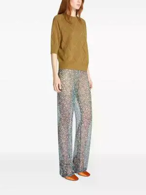 Dries Van Noten Merino Wool Ajoure Stitch Sweater - Brown