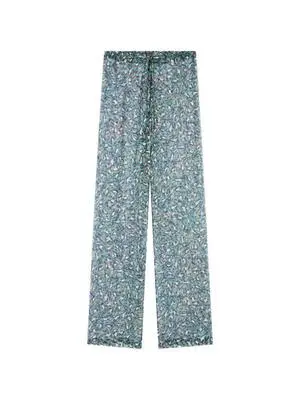 Dries Van Noten Silk Tortoise Print Drawstring Trousers