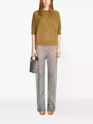 Dries Van Noten Silk Tortoise Print Drawstring Trousers