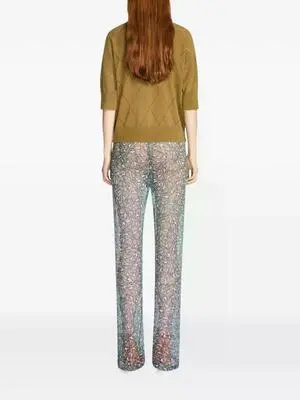 Dries Van Noten Silk Tortoise Print Drawstring Trousers