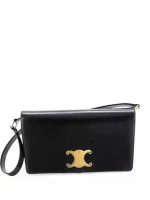 Celine Trapeze Triomphe Smooth Calfskin Shoulder Bag - Black