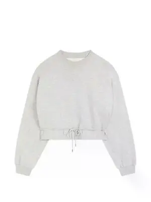 Dries Van Noten Cropped Mélange Cotton Jersey Sweatshirt - Grey