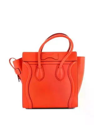 Celine Luggage Bag Grainy Leather Micro Tote Bag - Orange