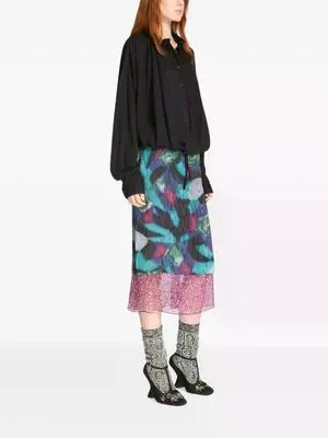 Dries Van Noten Layered Moiré Skirt