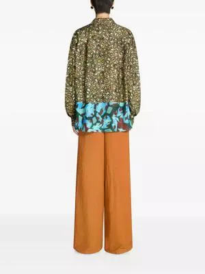 Dries Van Noten Loose Viscose Shirt With Marbled Clay Print