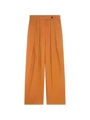 Dries Van Noten Wide Leg Pleated Cotton Trousers