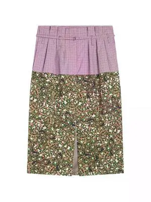 Dries Van Noten Belted Contrast Print Knee-length Skirt