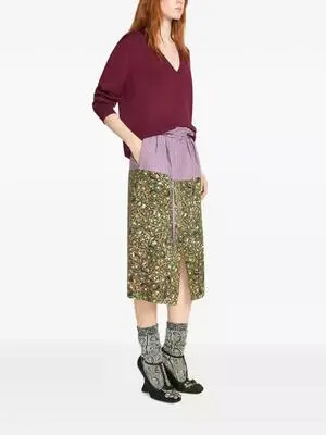 Dries Van Noten Belted Contrast Print Knee-length Skirt