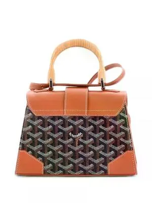 Goyard Structured Saigon Top Handle Bag Coated Canvas With Leather Mini Satchel - Brown