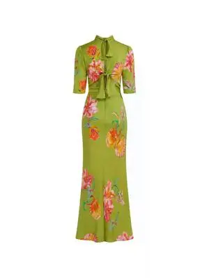 Saloni Maxi Adele-b Floral Print Dress