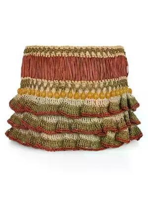 Alberta Ferretti Ruffled Bead-embellished Mini Skirt