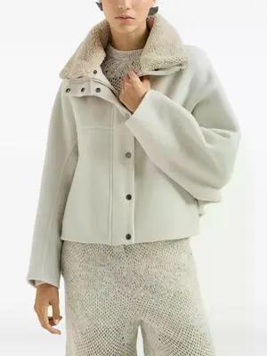 Brunello Cucinelli Hand-crafted Virgin Wool And Cashmere Double Cloth Jacket With Detachable Shearling Insert