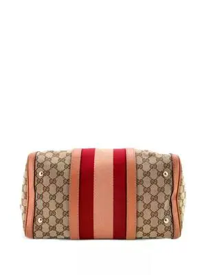 Gucci Vintage Web Boston Bag Gg Canvas Medium Satchel