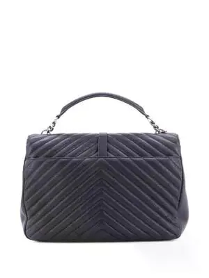 Saint Laurent Matelassé Chevron Leather College Bag - Black