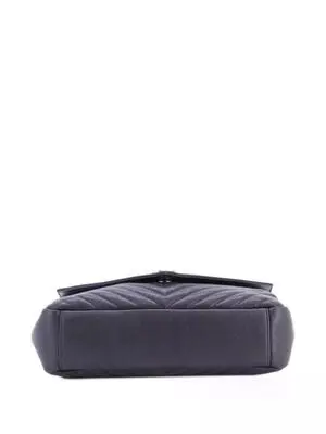 Saint Laurent Matelassé Chevron Leather College Bag - Black