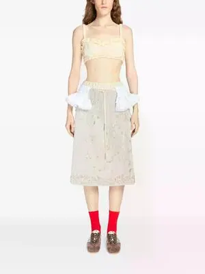 Dries Van Noten Embroidered Midi Skirt - Neutrals