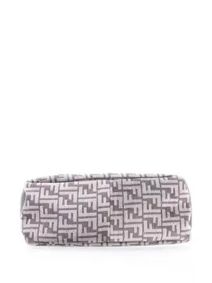 Fendi O'lock Zip Shoulder Bag Zucca Chenille Hobo Bag - Grey