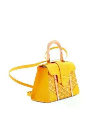 Goyard Structured Saigon Top Handle Bag Coated Canvas With Leather Mini Satchel - Yellow