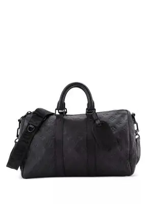 LOUIS VUITTON Keepall Bandouliere Monogram Taurillon Leather 35 Travel Bag - Black