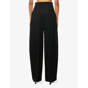 MUGLER Pleated Wide-leg Wool Trousers
