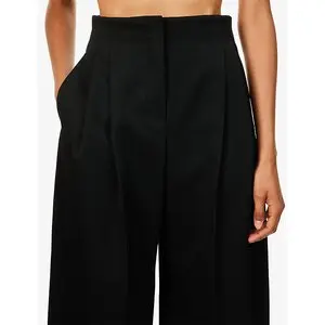MUGLER Pleated Wide-leg Wool Trousers