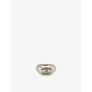 TWOJEYS Always Lucky Sterling- Plated Brass Signet Ring - Silver