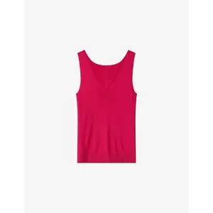 JOSEPH Silk Knit V-neck Vest Top - Fuchsia