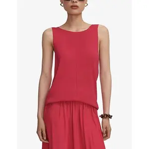 JOSEPH Silk Knit V-neck Vest Top - Fuchsia