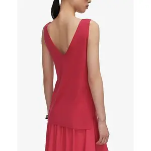 JOSEPH Silk Knit V-neck Vest Top - Fuchsia