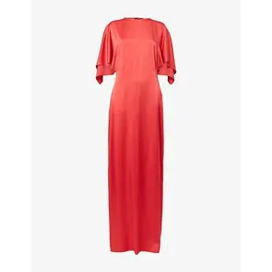 Stella McCartney Handkerchief Sleeve Satin Dress - Tomato