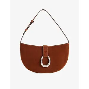 Staud Harlow Crescent Suede Shoulder Bag - Tabac
