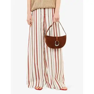 Staud Harlow Crescent Suede Shoulder Bag - Tabac