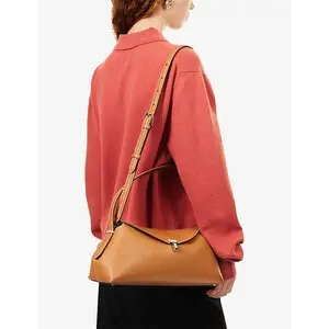 TOTEME T-lock Logo Leather Shoulder Bag - Tan