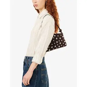 Staud Dani Suede Shoulder Bag With Stud Embellishments