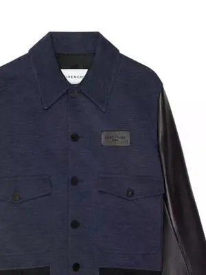 Givenchy Leather-sleeve Panelled Jacket - Blue