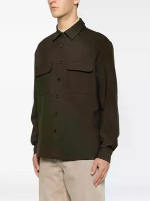 Sandro Button-up Flap-pocket Shirt - Brown