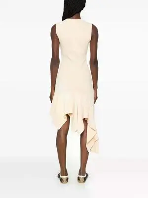 Sandro Asymmetric Ruffled Knitted Mini Dress - Neutrals