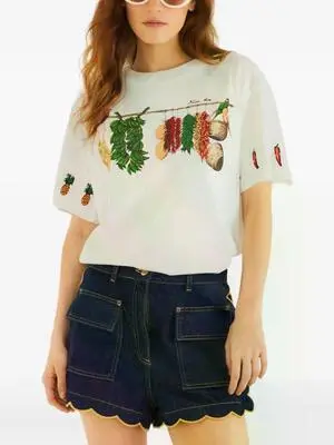 Farm Rio Graphic Print T-shirt - Neutrals