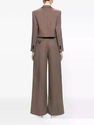 NISSA Pinstriped Wide-leg Trousers With Belt