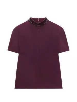 COURREGES Heritage Vinyl-collar Logo-patch Blouse - Red